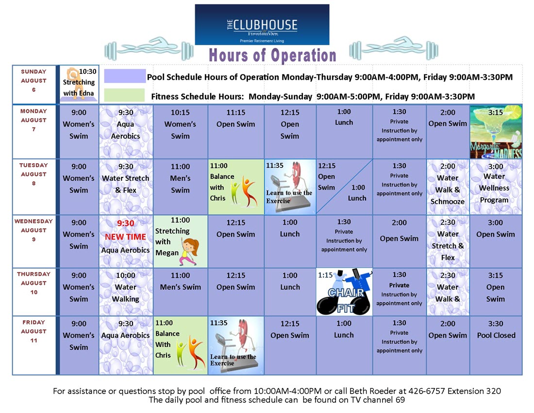 Pool & Fitness Calendar