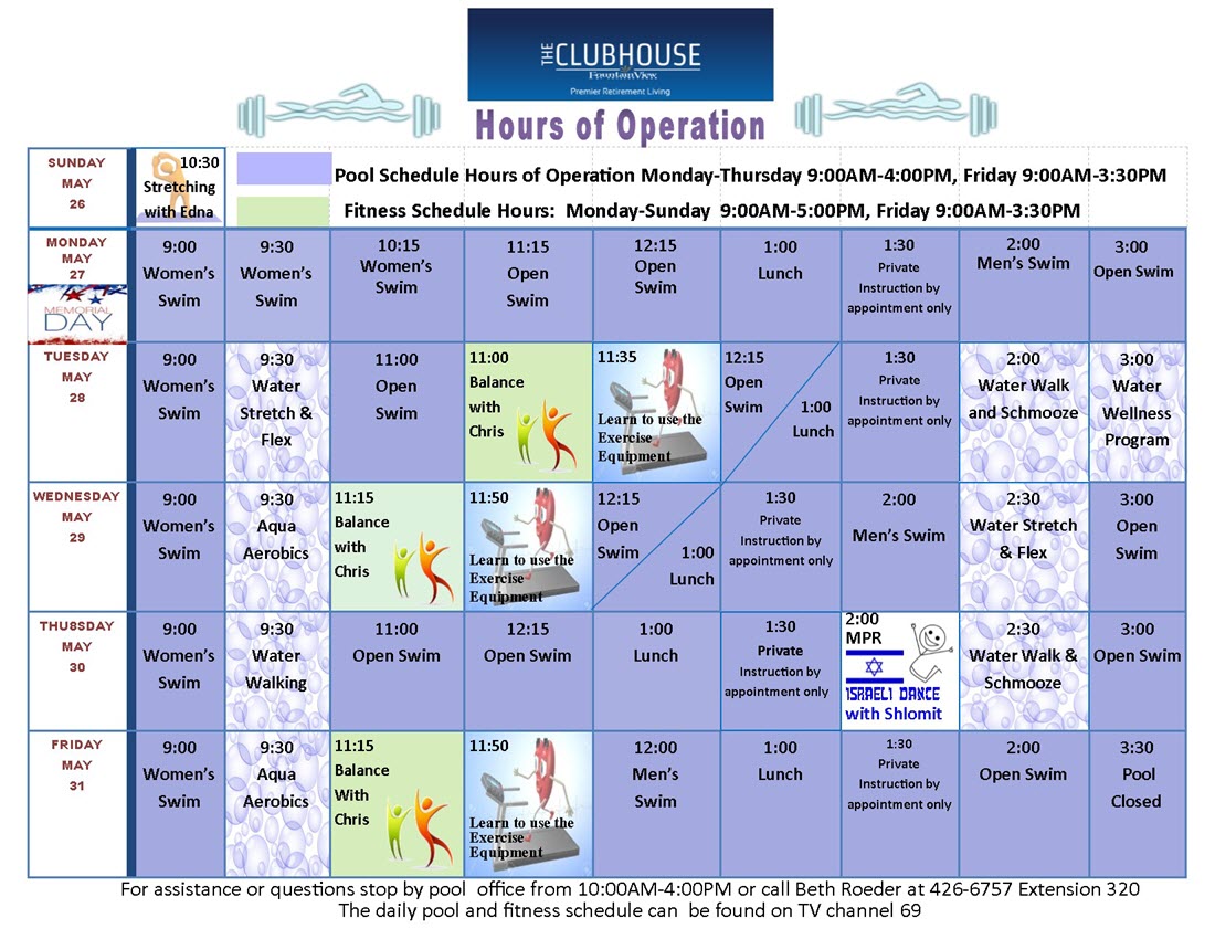 Pool & Fitness Calendar